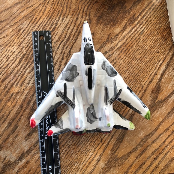 Hand Crafted | Accents | Hand Painted Ceramic Pilot Jet Plane Bank ...